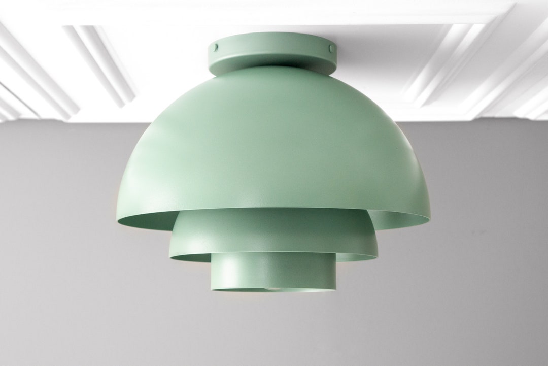 Light Fixture - Mint Green Ceiling Light - Dome Lighting - Atomic Lighting - Home Decor - Model ...