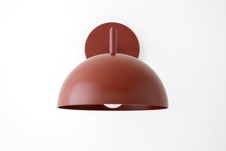 Dome Wall Sconce - Brick Red Lighting - Dome Light - Colored Wall Light ...