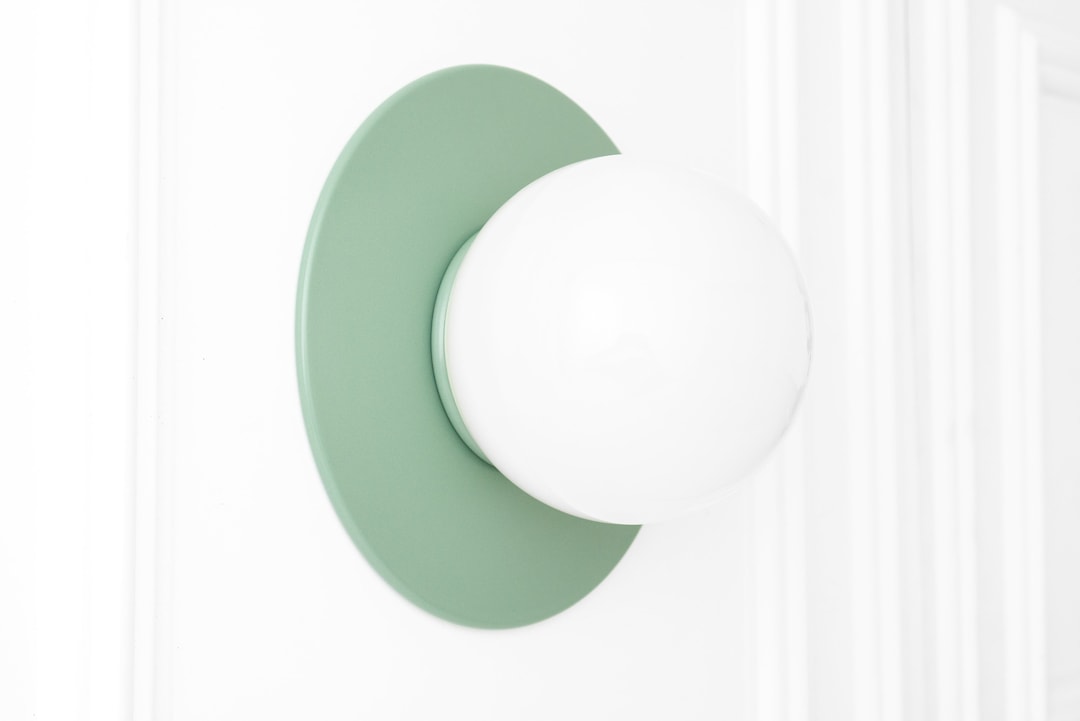 Mint Green Sconce - Flush Mount - Colored Sconce - Wall Lamp - Glass ...