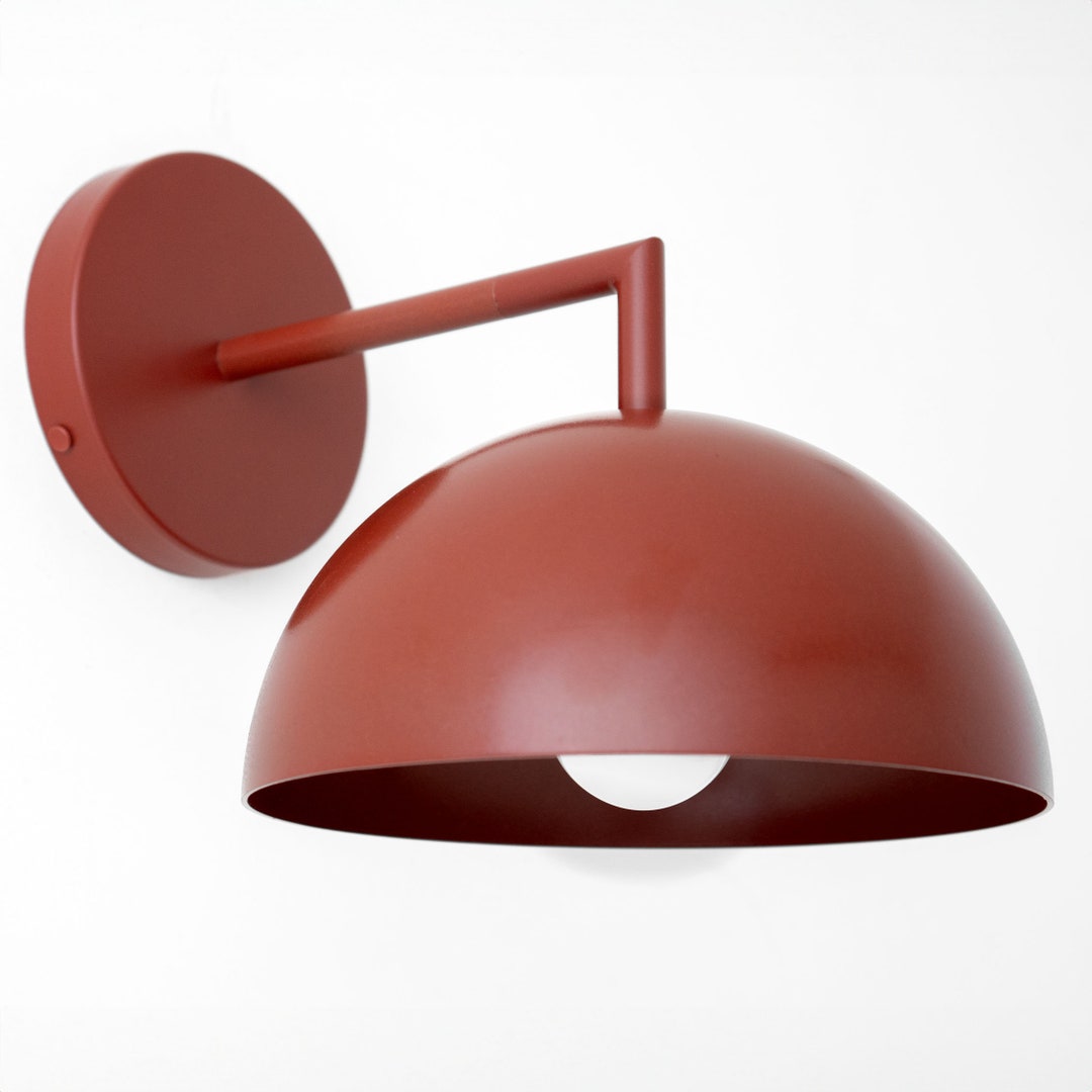 Dome Wall Sconce - Brick Red Lighting - Dome Light - Colored Wall Light ...