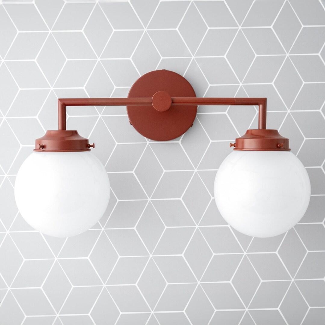 Red Vanity Light - Vanity Lighting - Glass Globe Vanity - Modern ...