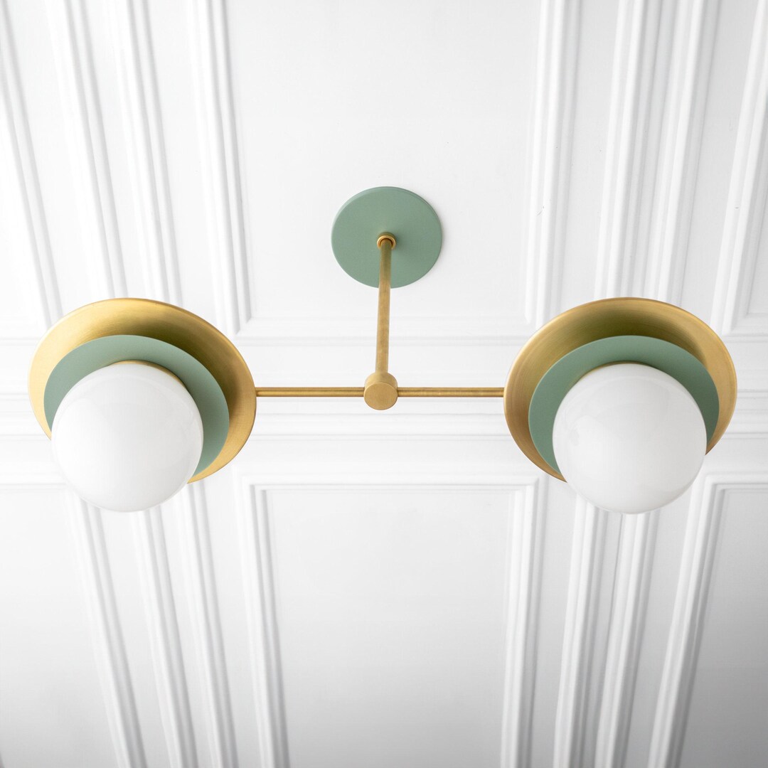 Chandelier Light-2 Bulb Ceiling Light-light Fixture-brass Lamp - Model ...