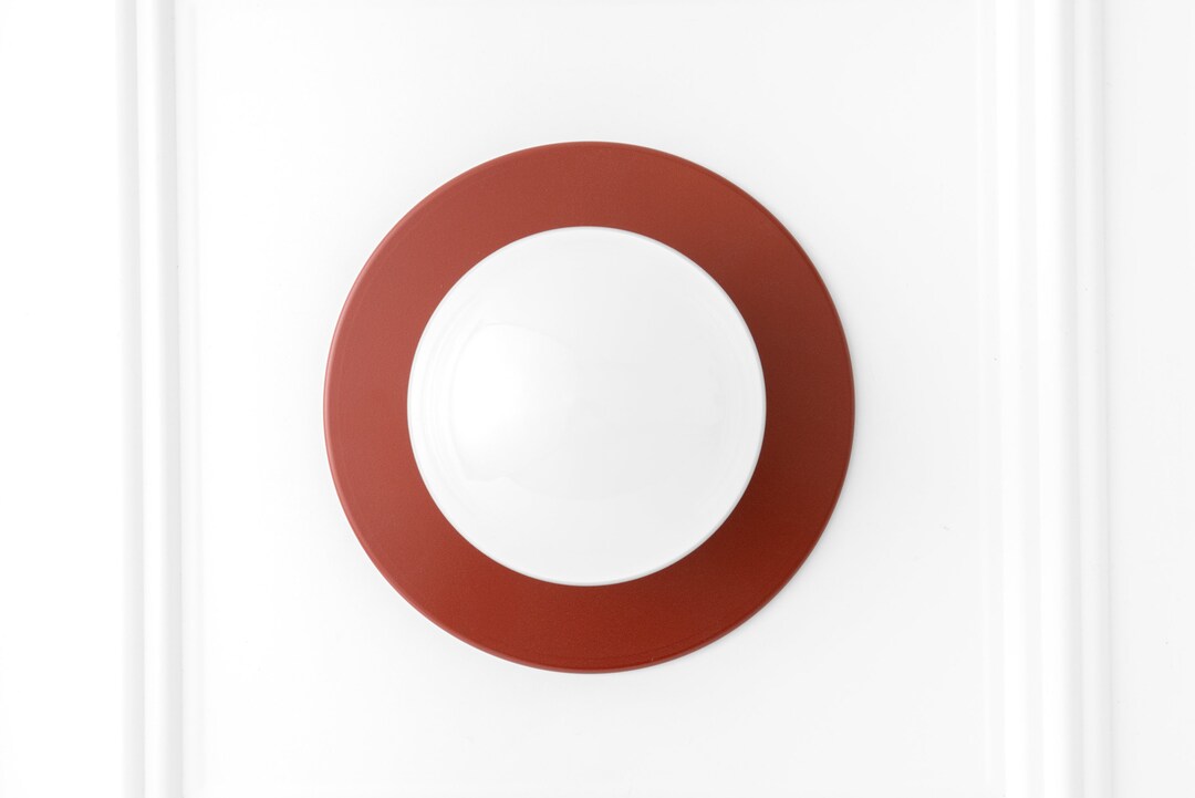 Showy Lamp Design - Brick Red Sconce - Flush Mount Sconce - Glass Globe ...