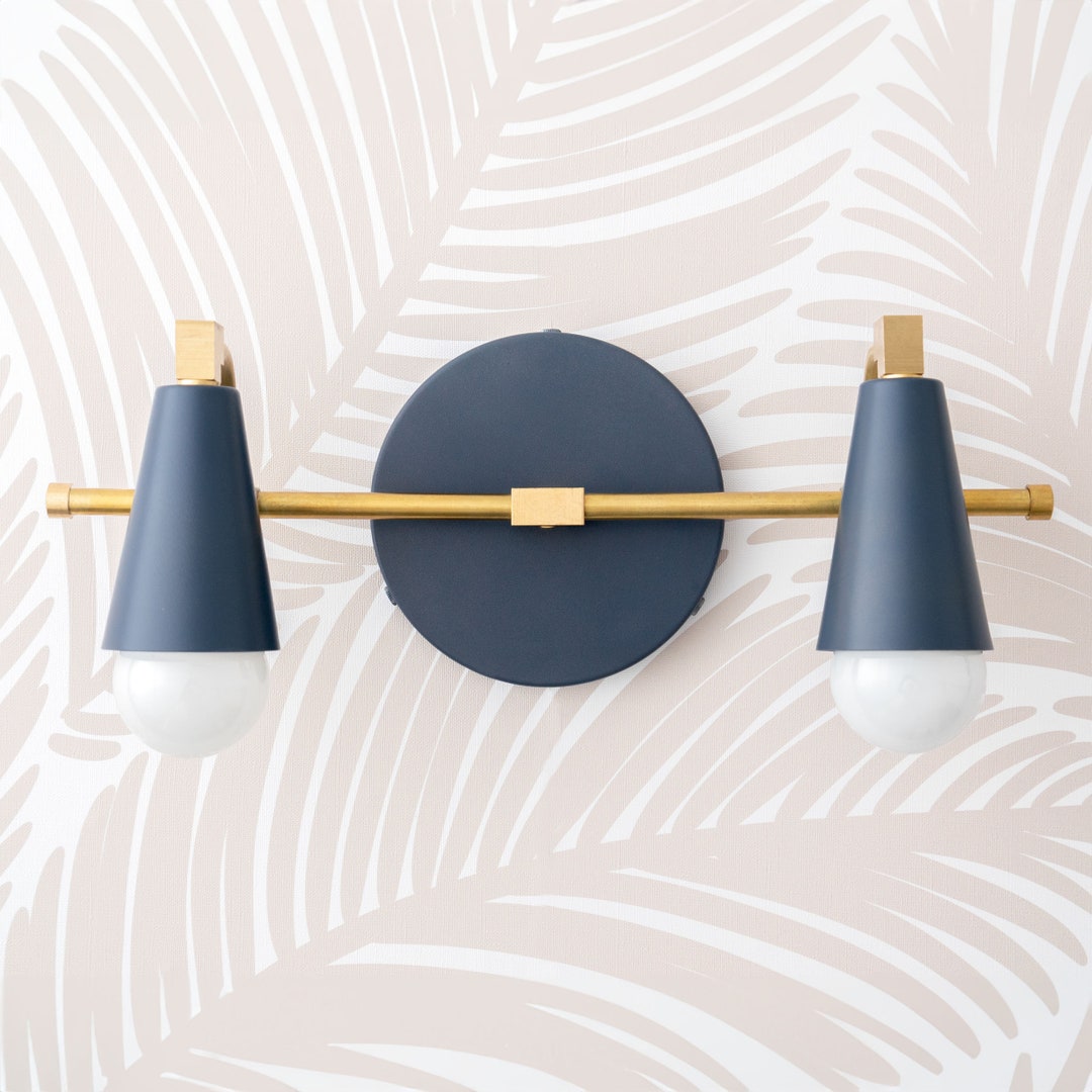 Beachhouse Vanity Blue Wall Light Brass Vanity Light Modern Wall Sconce ...