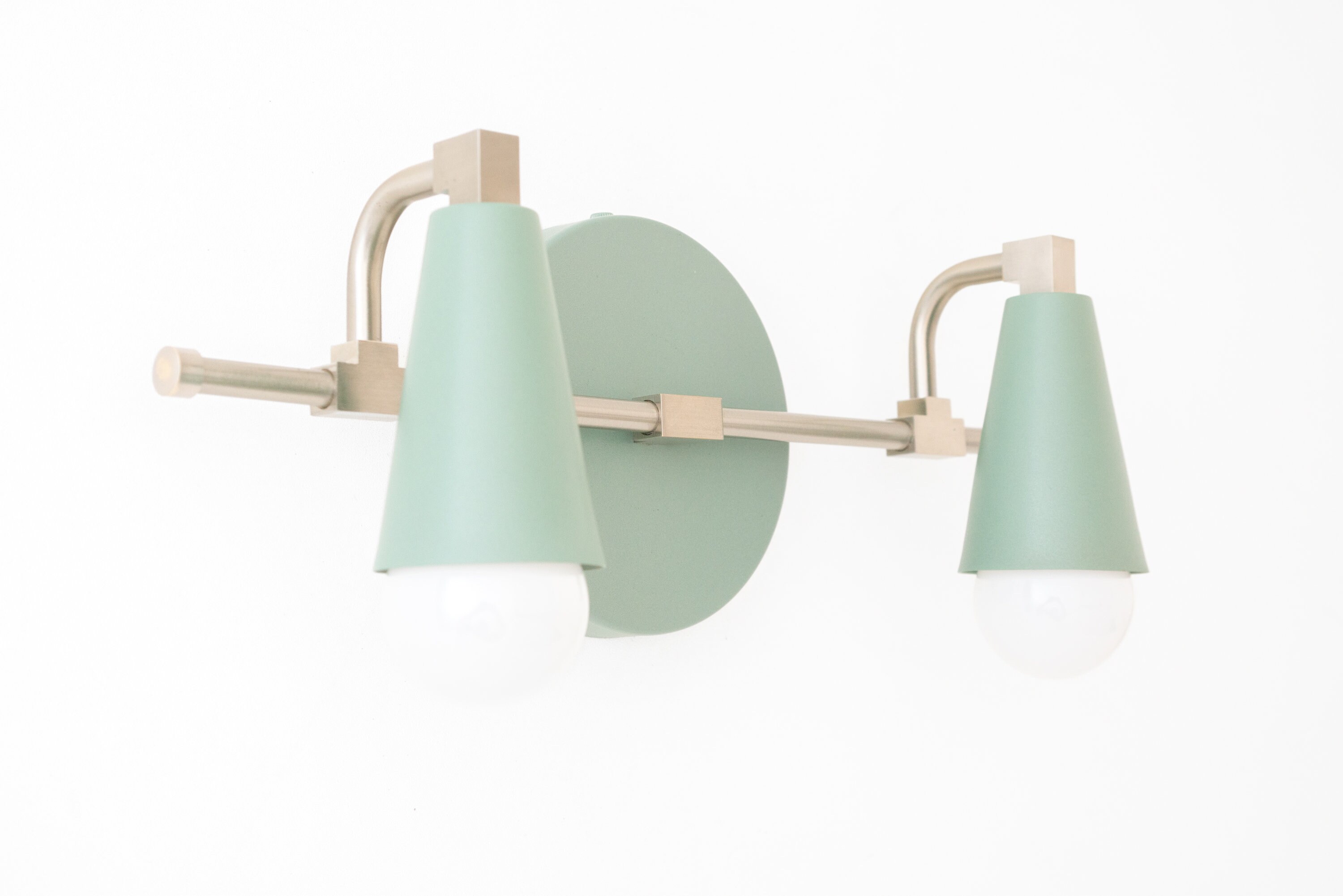 Brushed Nickel Wall Sconce Green Vanity Light Bathroom - Etsy