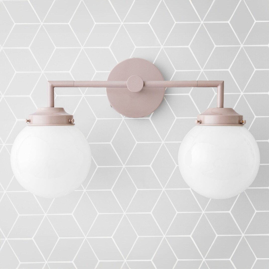 Mauve Vanity Light - Vanity Lighting - Glass Globe Vanity - Mauve ...