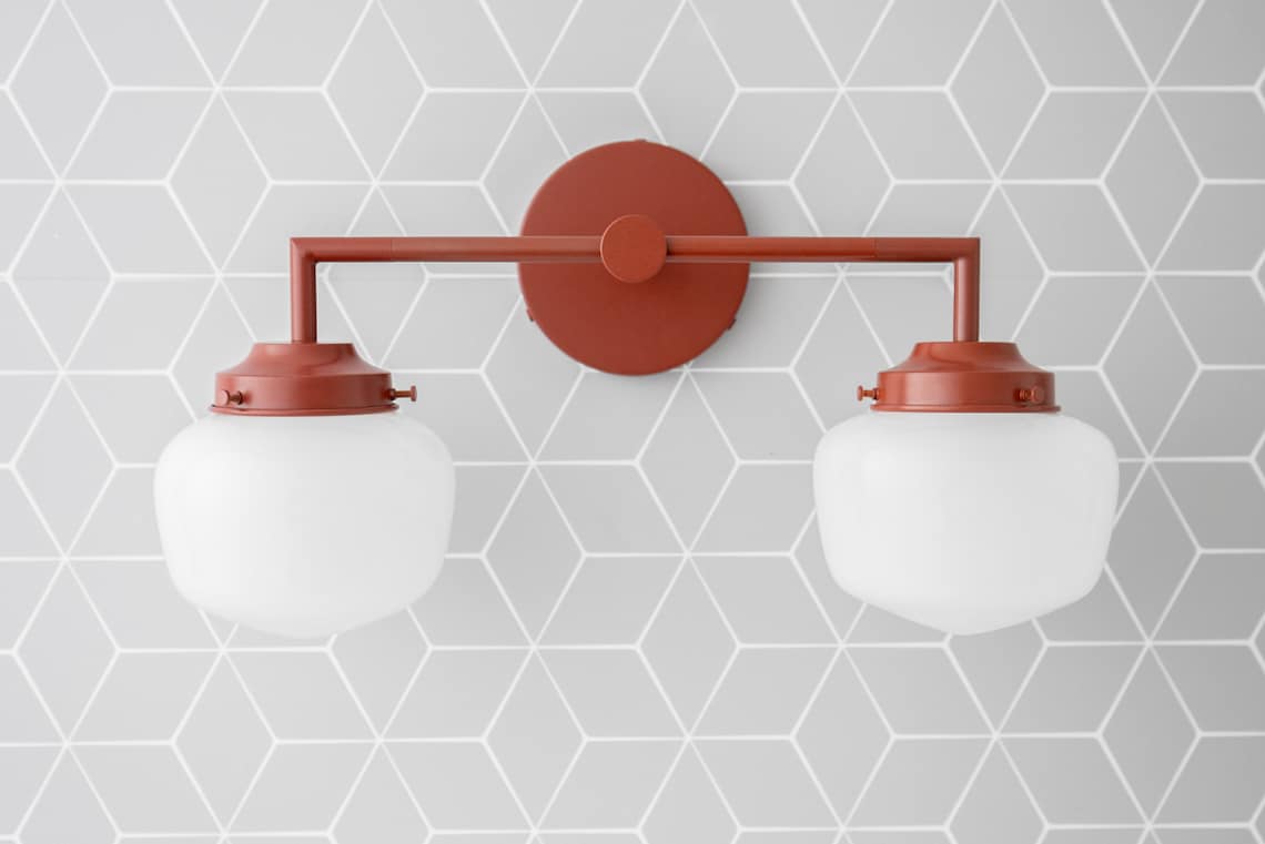Red Wall Light Globe Vanity Colored Wall Light Bathroom - Etsy