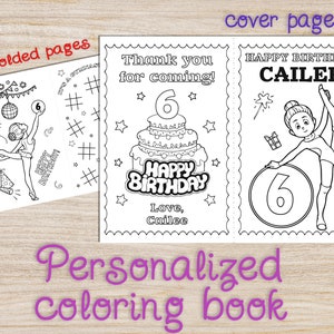 Gymnastics Birthday Party Coloring Book, 1st Any Age Favors, Digital ...