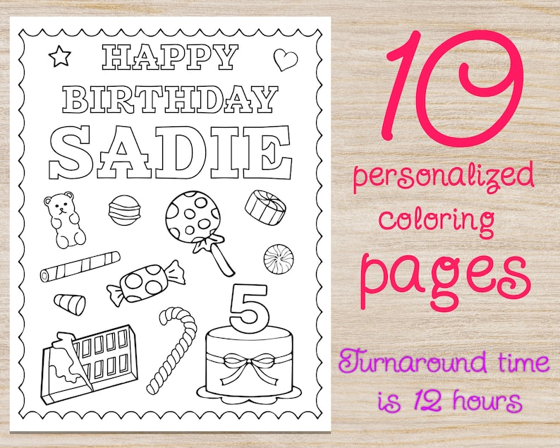 Coloring Pages Sweets and Candy Theme Birthday, Any Age Kids Party ...