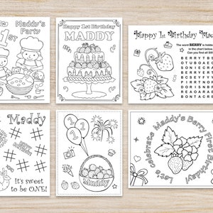 Berry Birthday Party Coloring Pages, Strawberry Personalized Tropical ...
