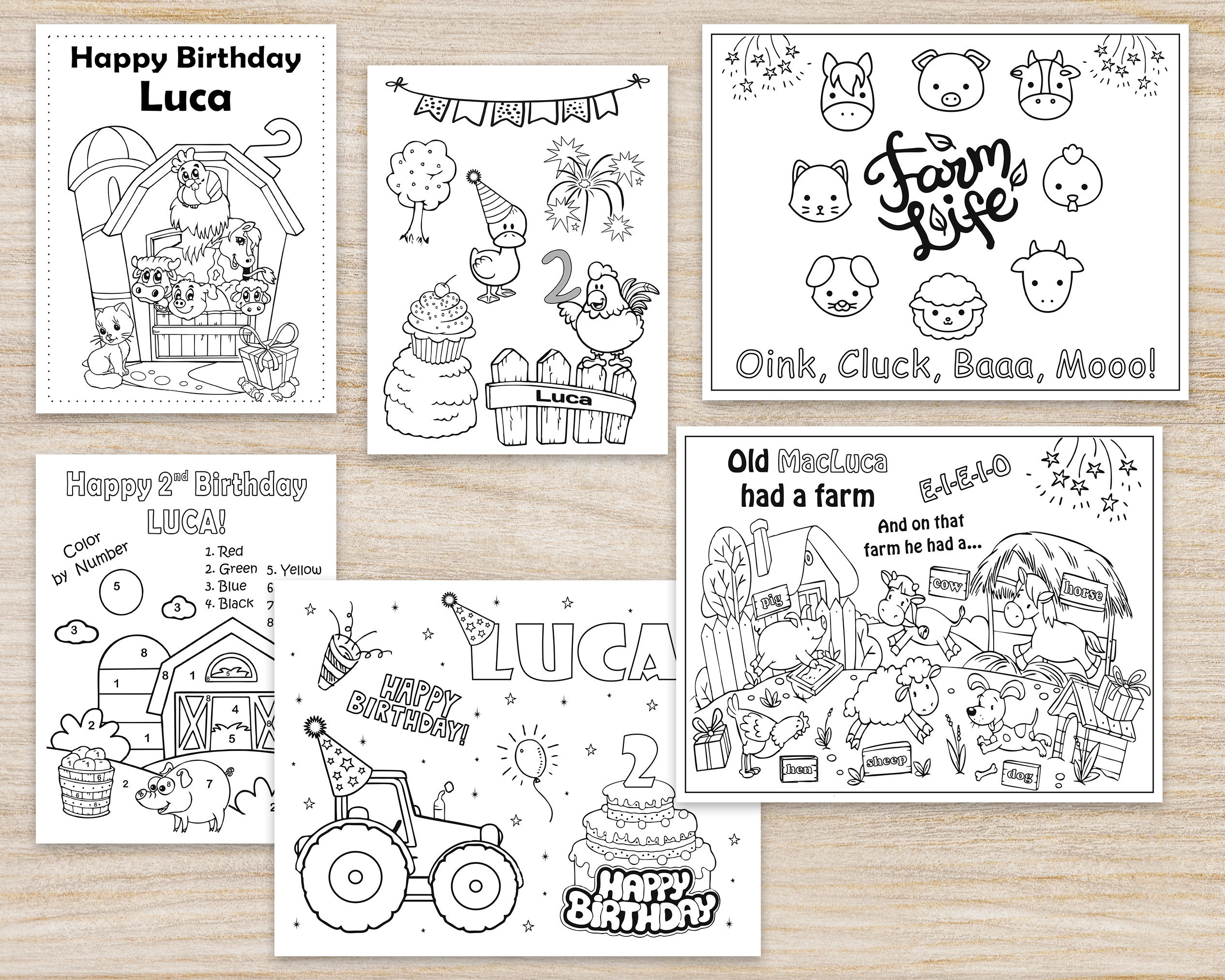 Custom Farm Birthday Party Coloring Pages, Girls Barnyard Games ...