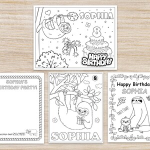 Sloth Birthday Party Coloring Pages, Girls Boys Sloths Party Supplies ...