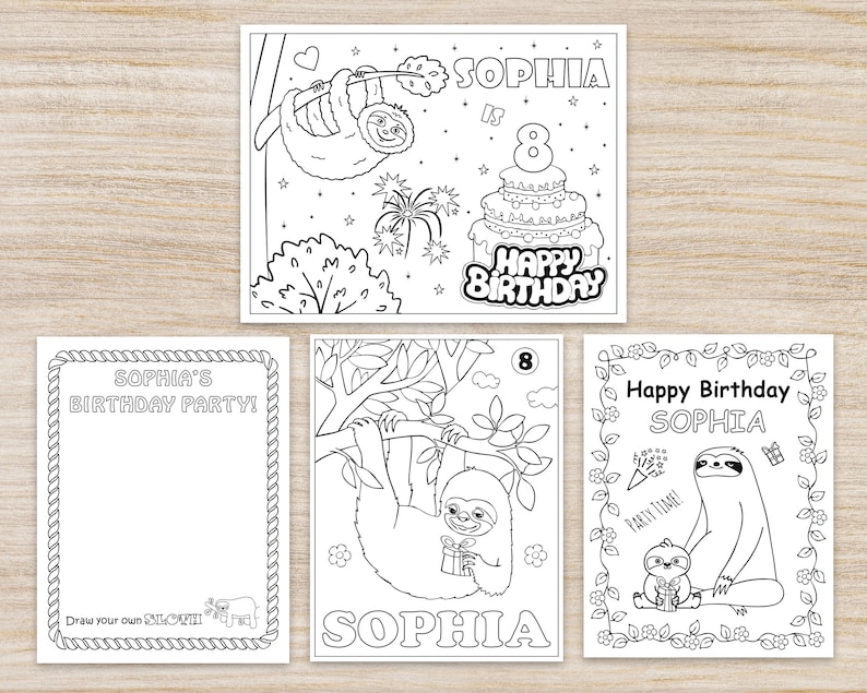 Sloth Birthday Party Coloring Pages Girls Boys Sloths Party - Etsy