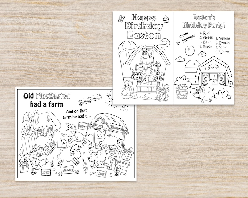 Farm Barnyard Birthday Party Coloring Pages Personalized - Etsy
