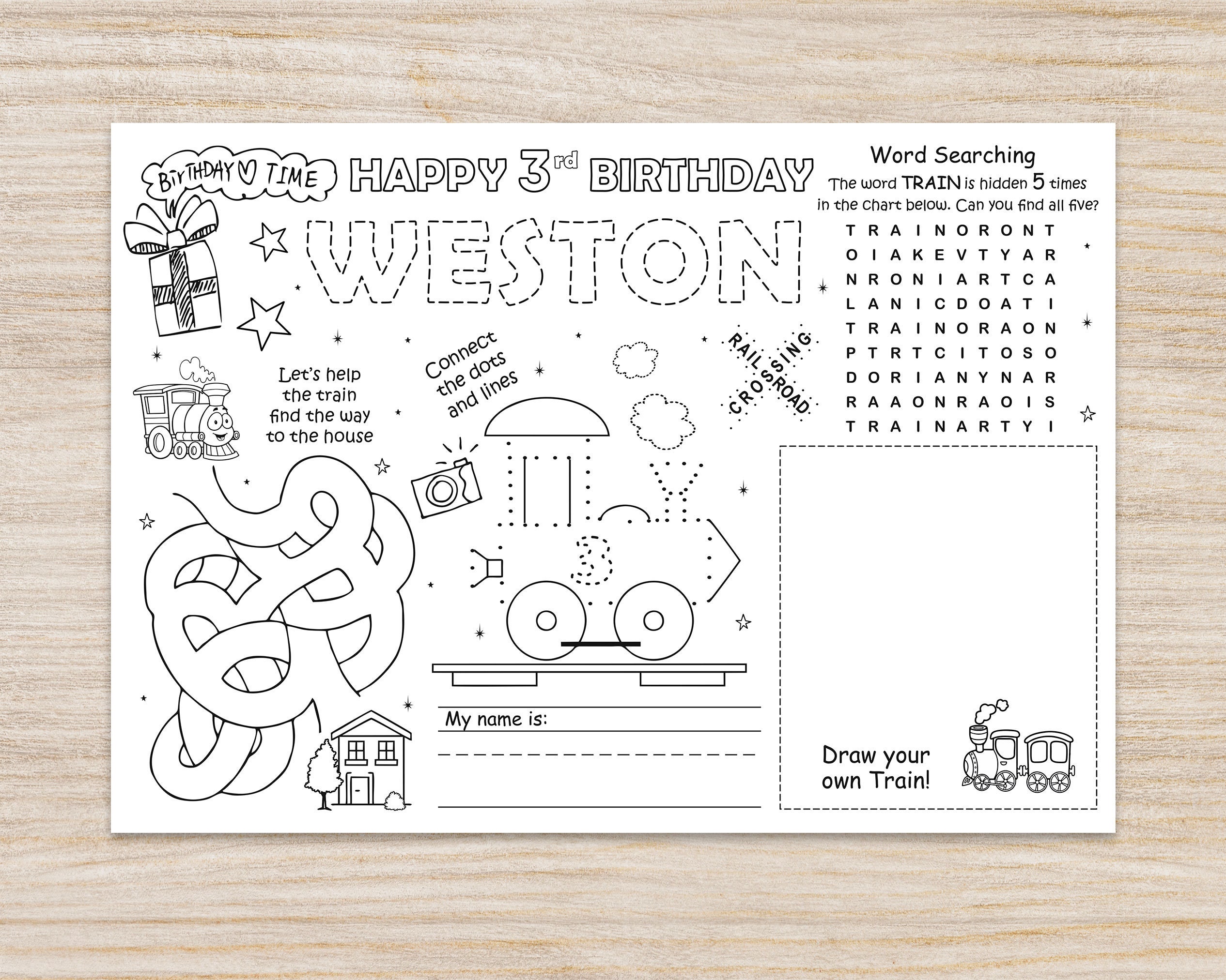 Train Birthday Party Coloring Pages, Personalised Chugga Chugga Choo ...