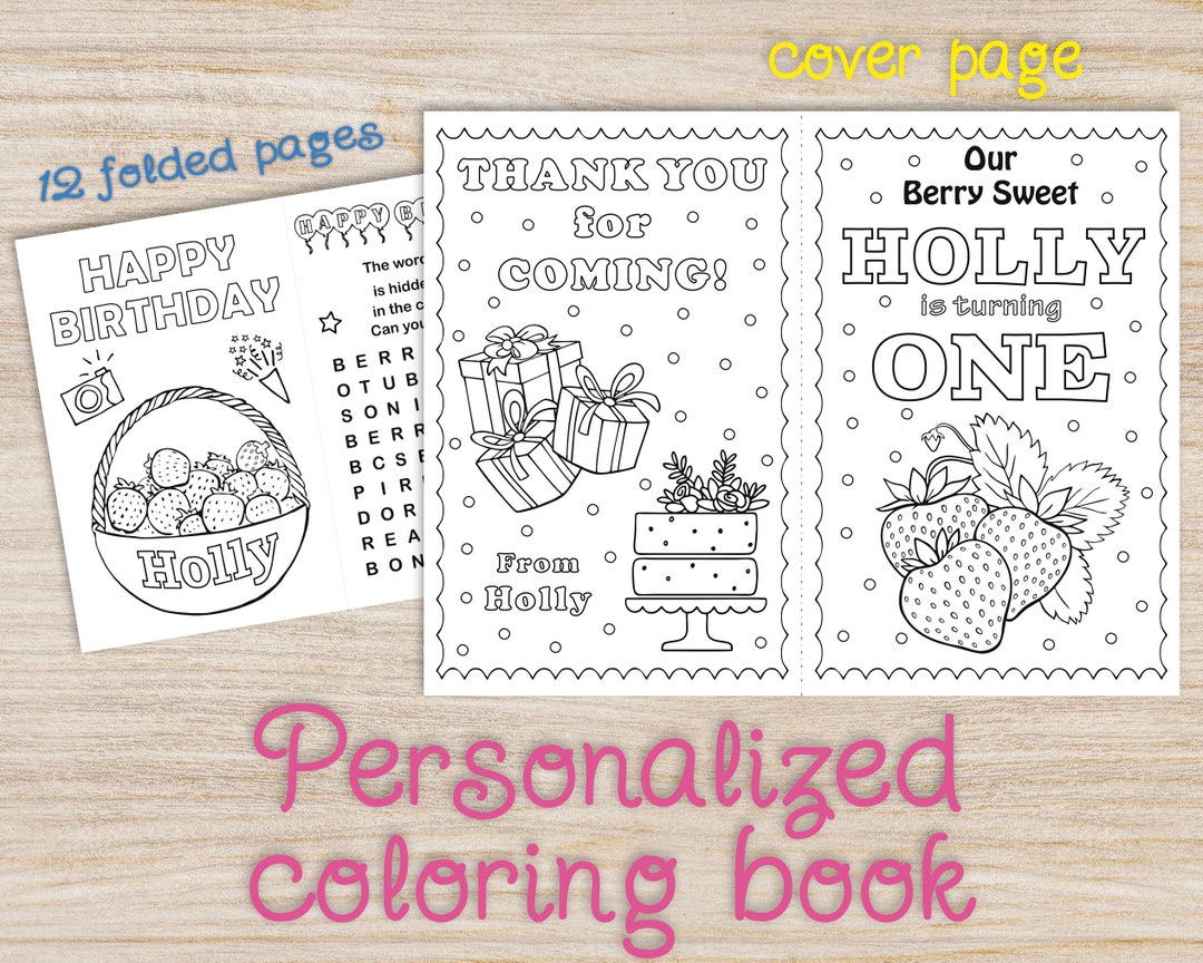 Berry Birthday Party Coloring Book, 1st Any Age Favors, Digital ...