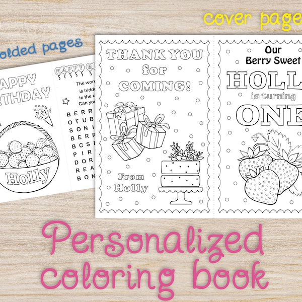 Berry 1st Birthday Coloring Sheets - Etsy