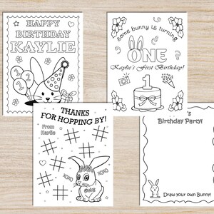 Personalized BUNNY Birthday Party Activity Coloring Pages, Printable ...