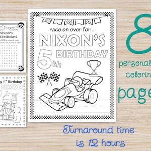 Race Car Birthday Party Coloring Pages, Two Fast Digital Bday Boy ...
