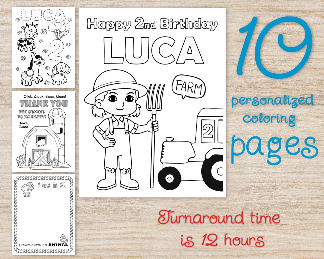Custom Farm Birthday Party Coloring Pages, Girls Barnyard Games ...