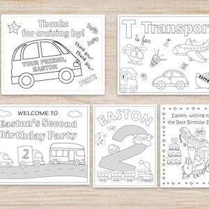 Transportation Birthday Party Coloring Pages, Things That Go, Airplane ...