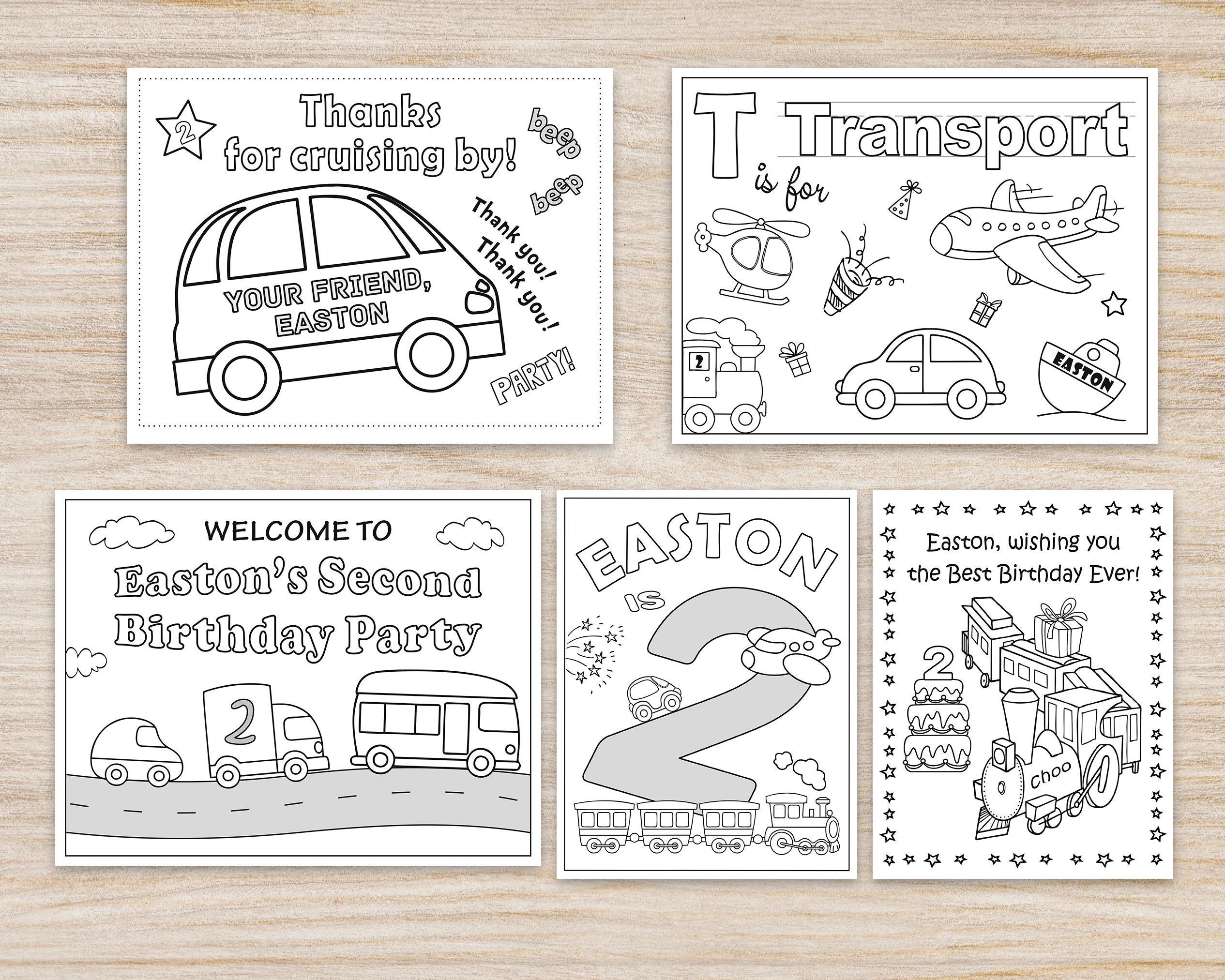 Transportation Birthday Party Coloring Pages, Things That Go, Airplane ...