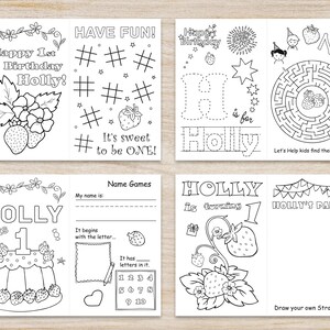 Berry Birthday Party Coloring Book, 1st Any Age Favors, Digital ...