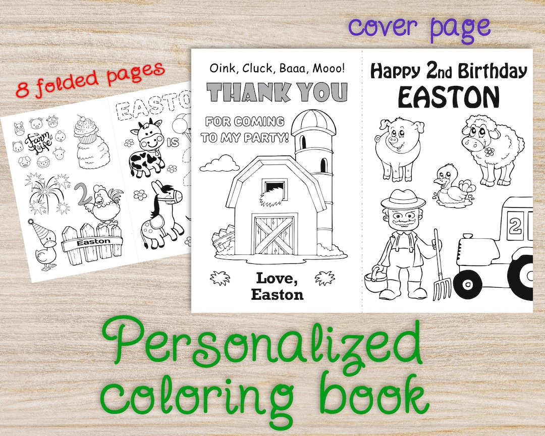 Farm Barnyard Birthday Party Coloring Pages, Personalized Printable ...