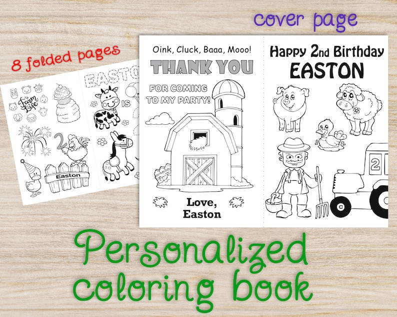 Farm Barnyard Birthday Party Coloring Pages, Personalized Printable ...