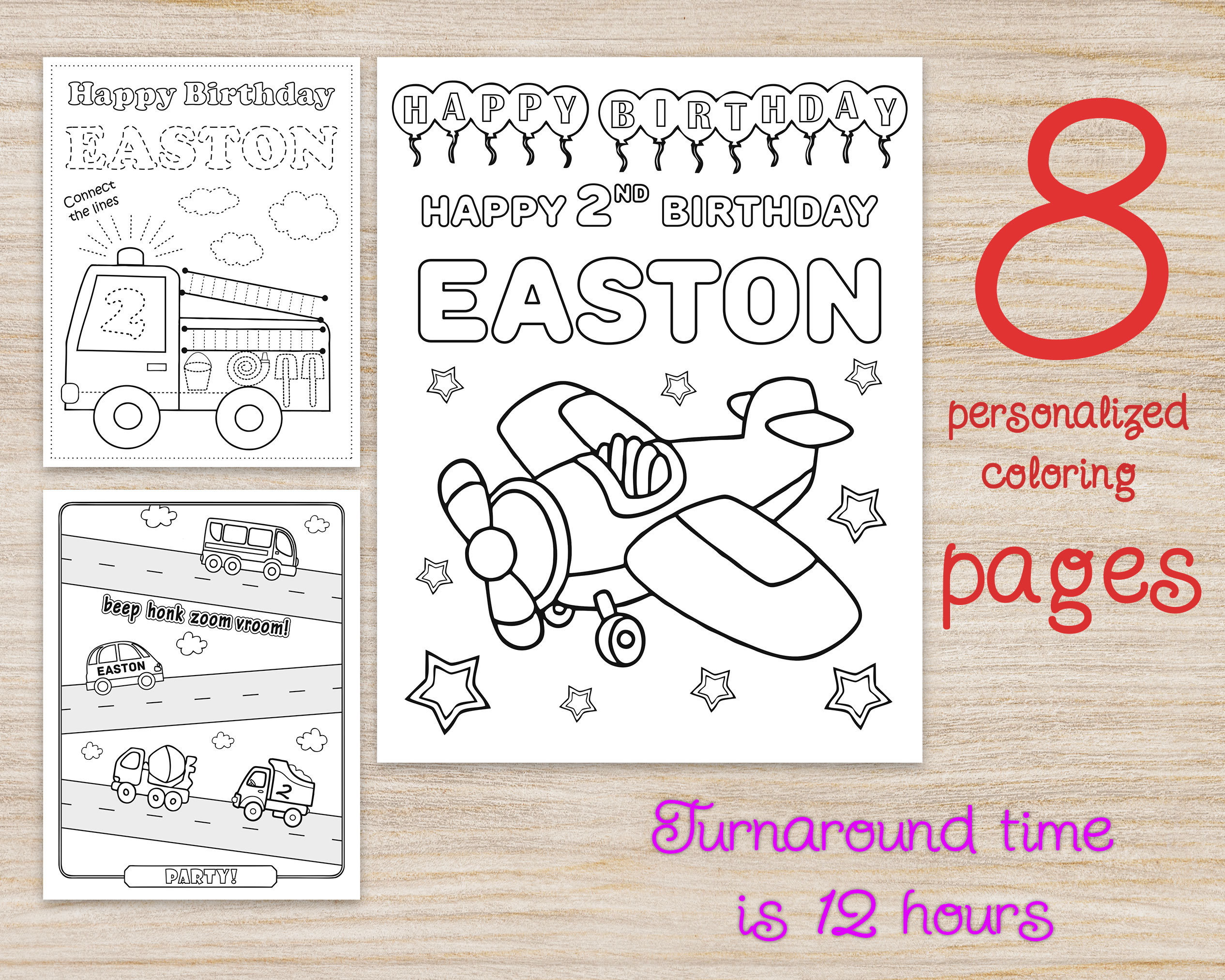 Transportation Birthday Party Coloring Pages, Things That Go, Airplane ...