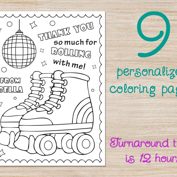 Roller Rink Birthday Coloring - Etsy