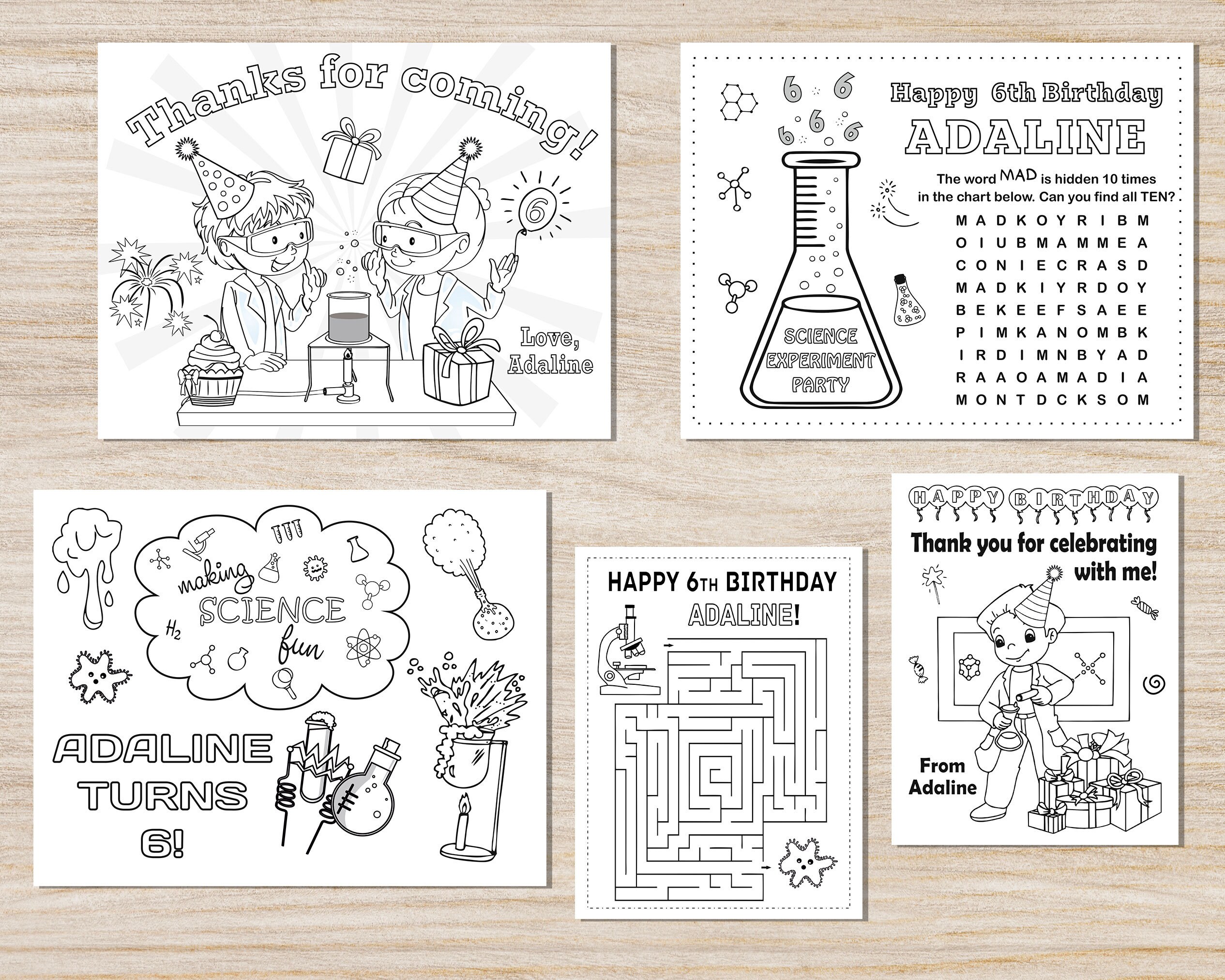 Science Birthday Coloring Pages, Mad Scientist Party, Any Age ...