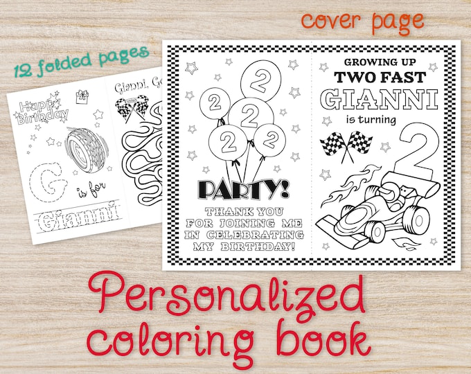 Two Fast Birthday Party Coloring Book, Red 2nd Bday Boy, Growing up Two ...