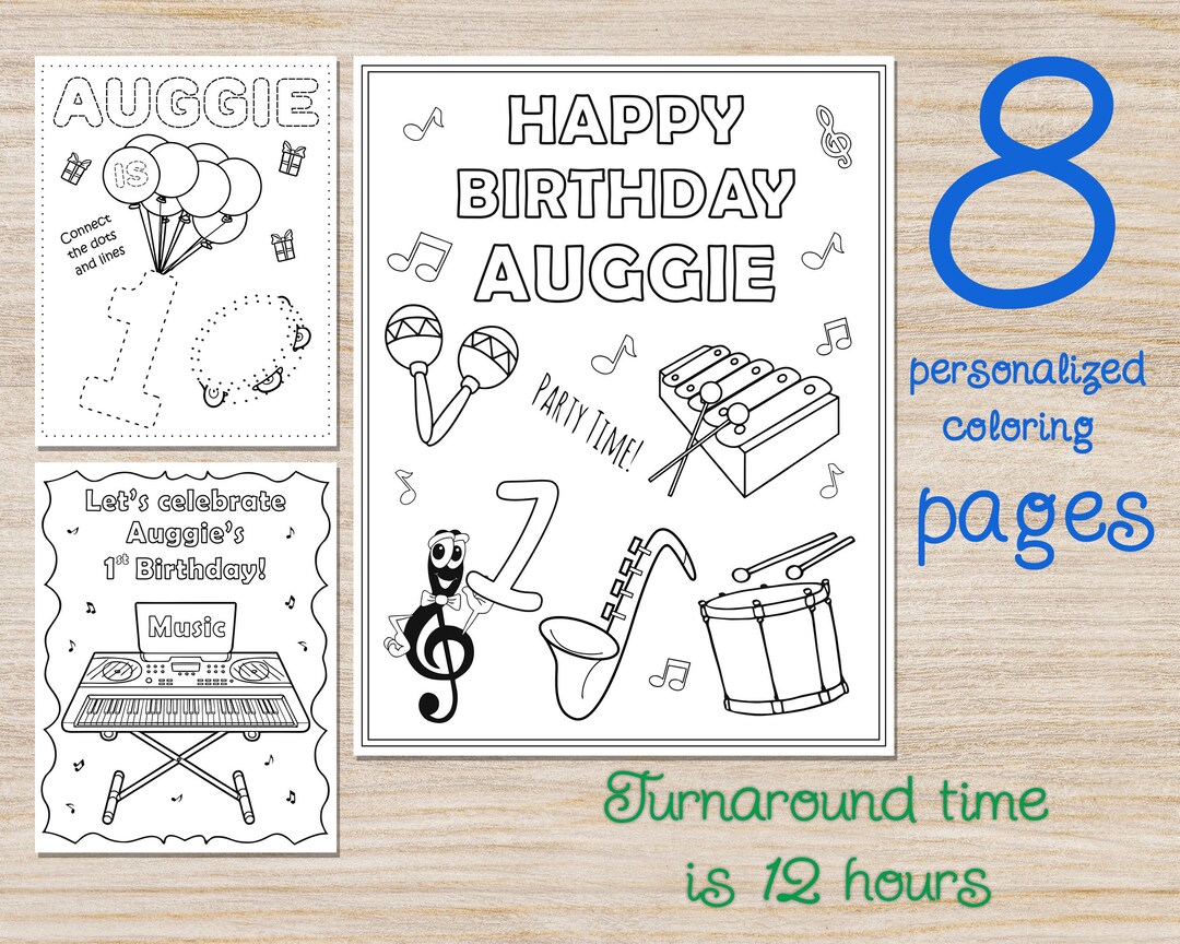 Music Birthday Party Activity Coloring Pages, Karaoke Kids, Music Theme ...