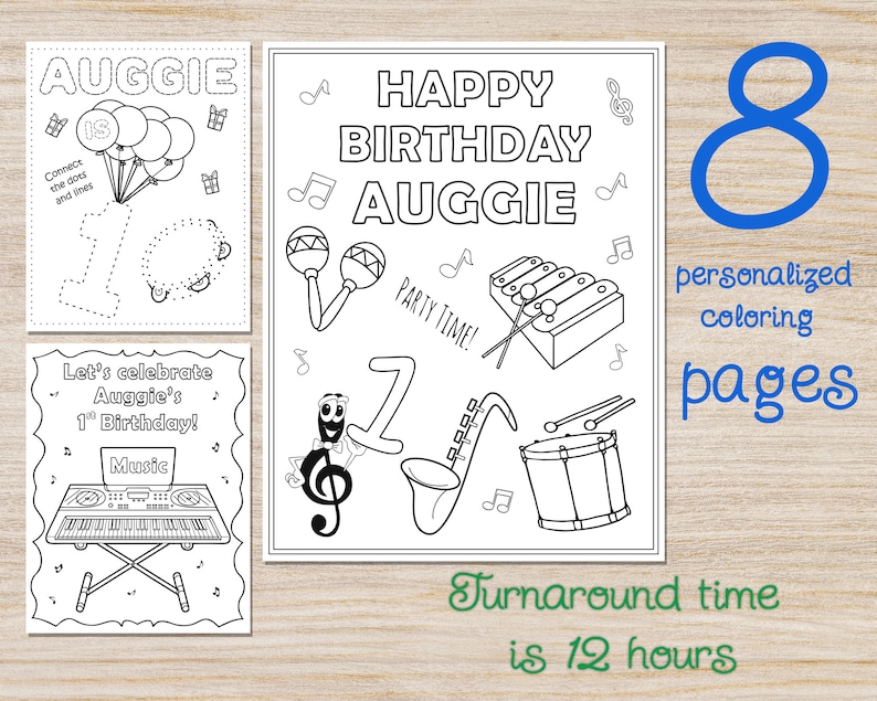 Music Birthday Party Activity Coloring Pages, Karaoke Kids, Music Theme ...