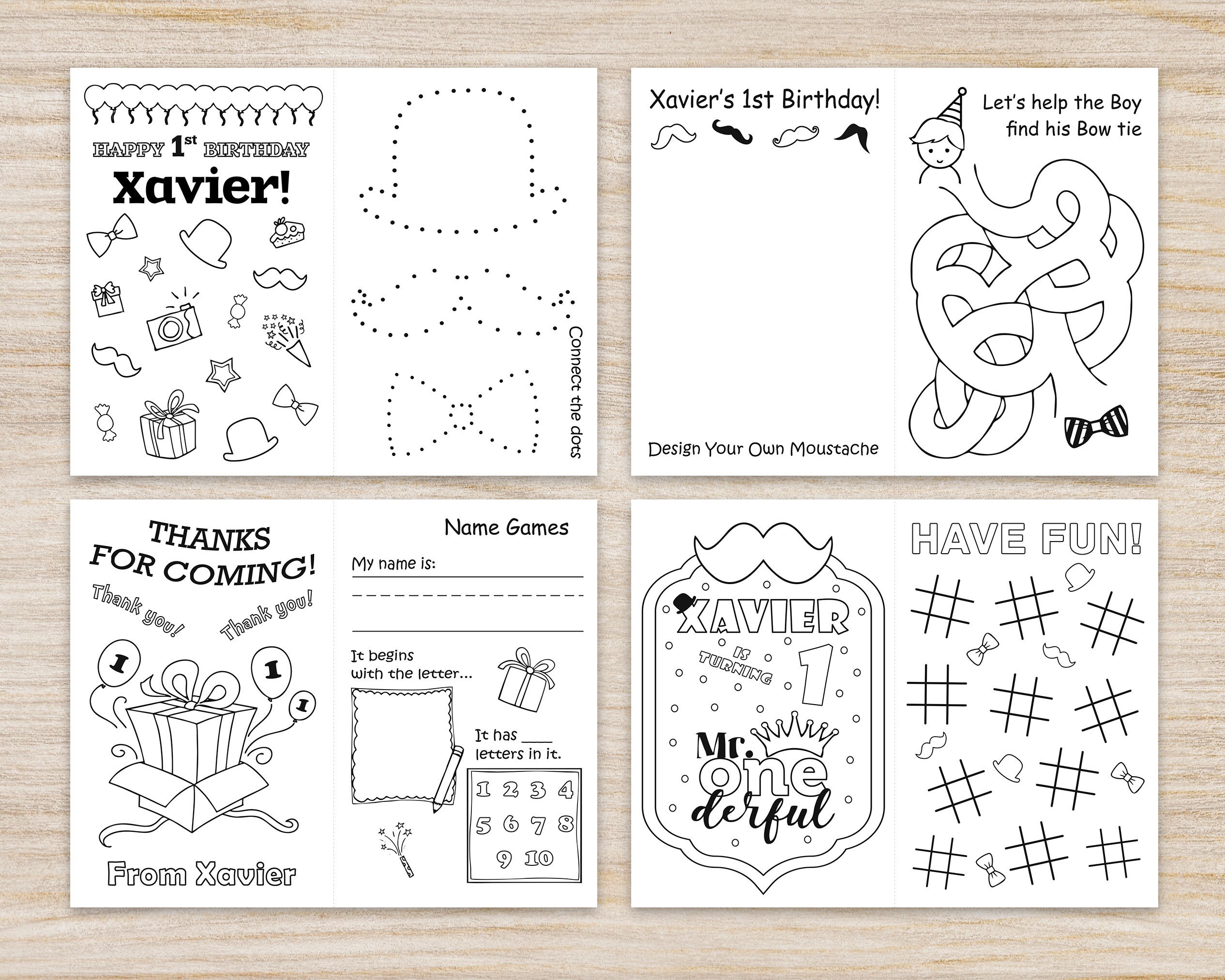 Personalized Printable Mr Onederful Birthday Party Coloring Pages ...