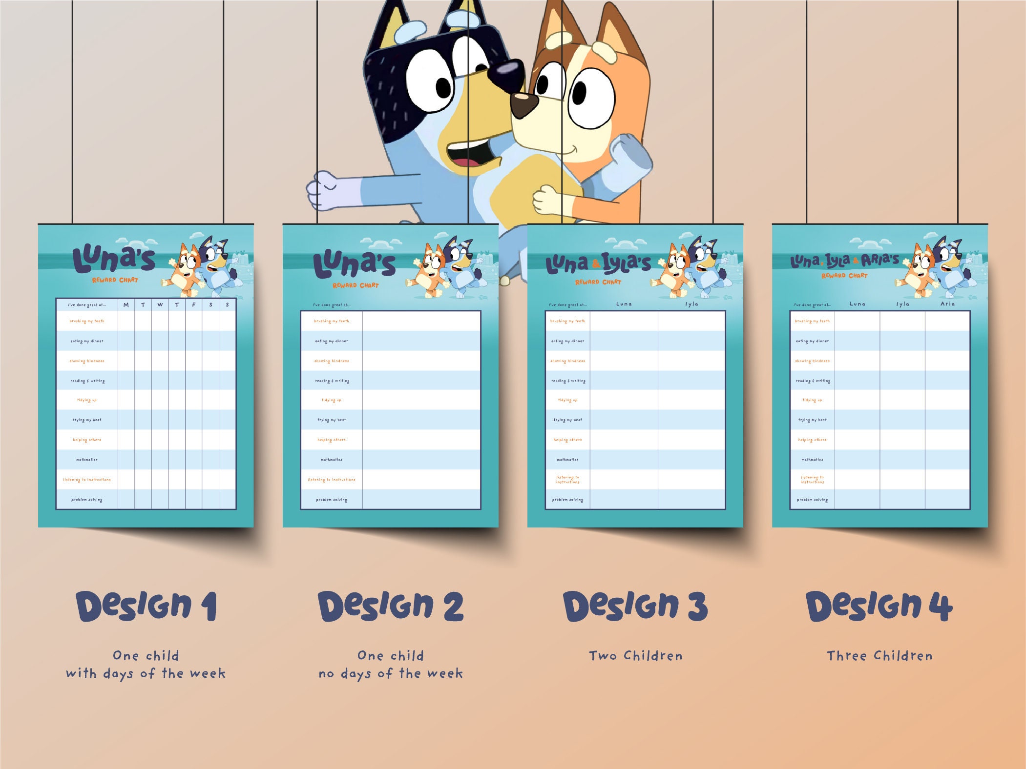 Wood Hanger Framed Bluey Reward Chart Bingo Dancing Bespoke - Etsy UK