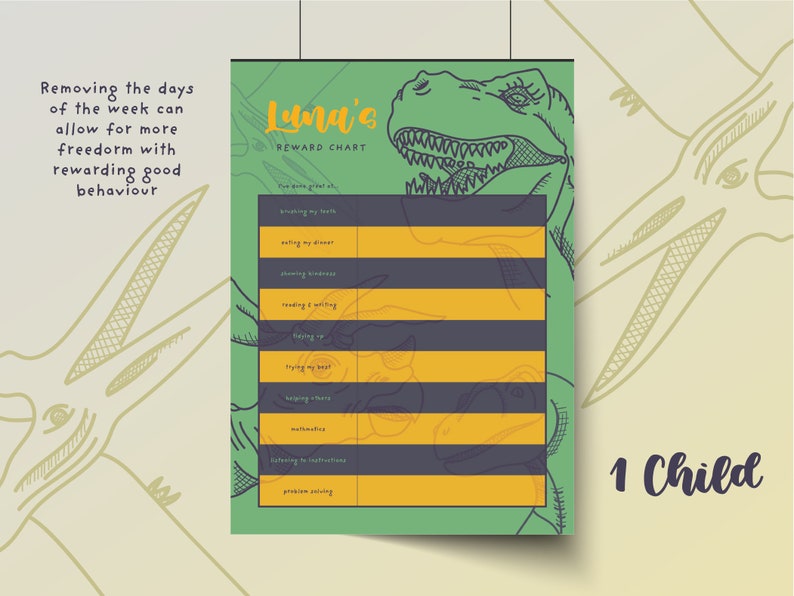 Editable Dinosaur Reward Chart T-rex Behaviour Chart Boy & - Etsy