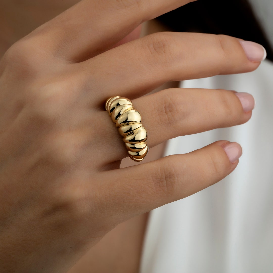 14K Gold Vintage Bomb Ring, Bomb Ring, Combinable Ring, Handmade Ring ...