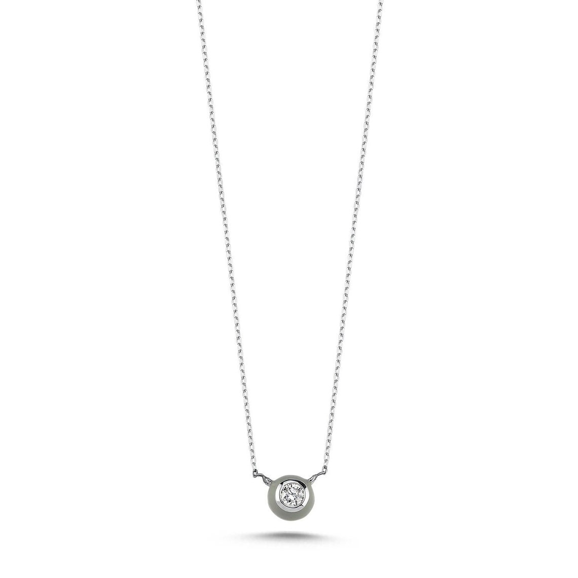 18K Gold Frame Diamond Single Stone Necklace Diamond Bezel - Etsy