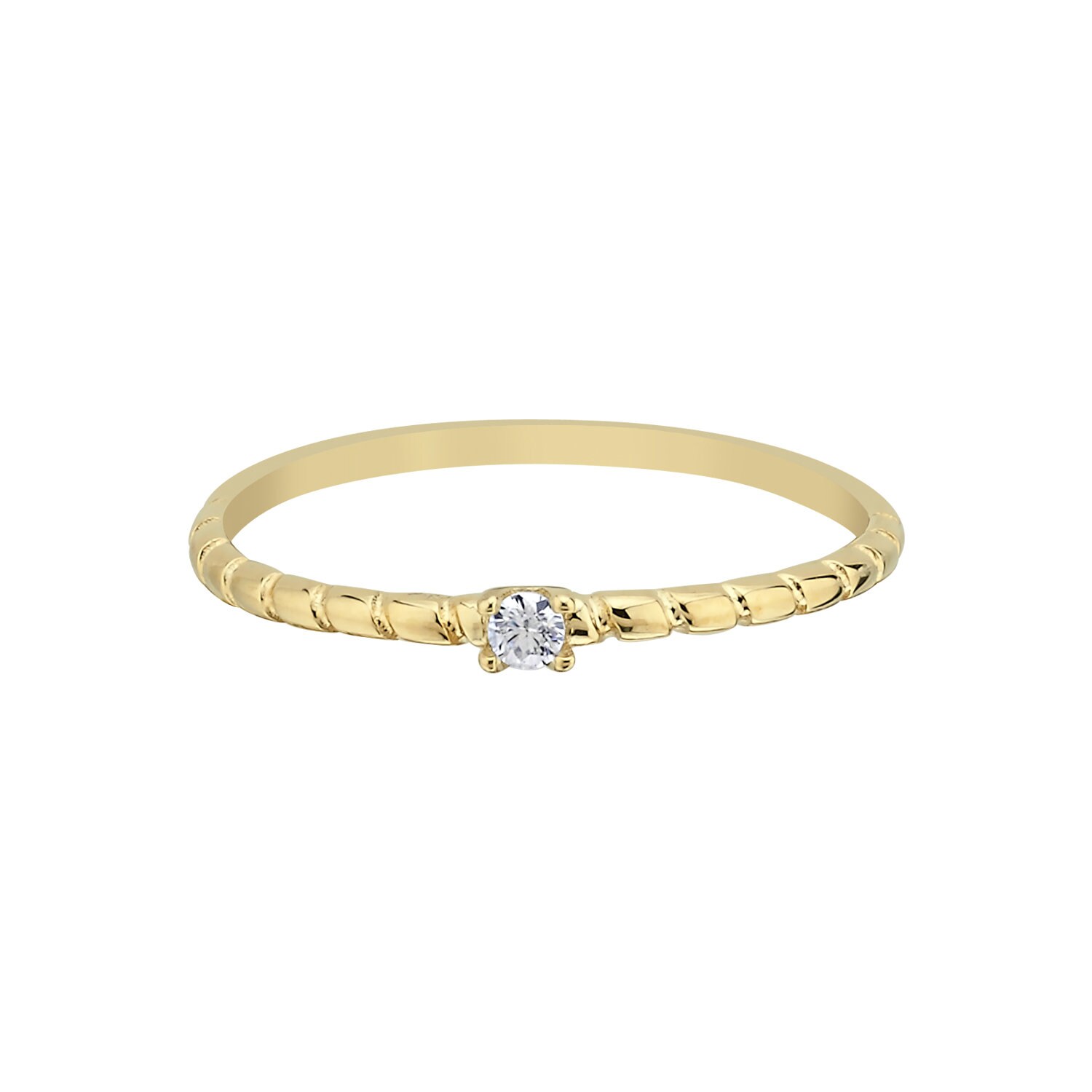 14K Gold Minimal Combined Ring With Stones, Stones Ring, Combinable ...