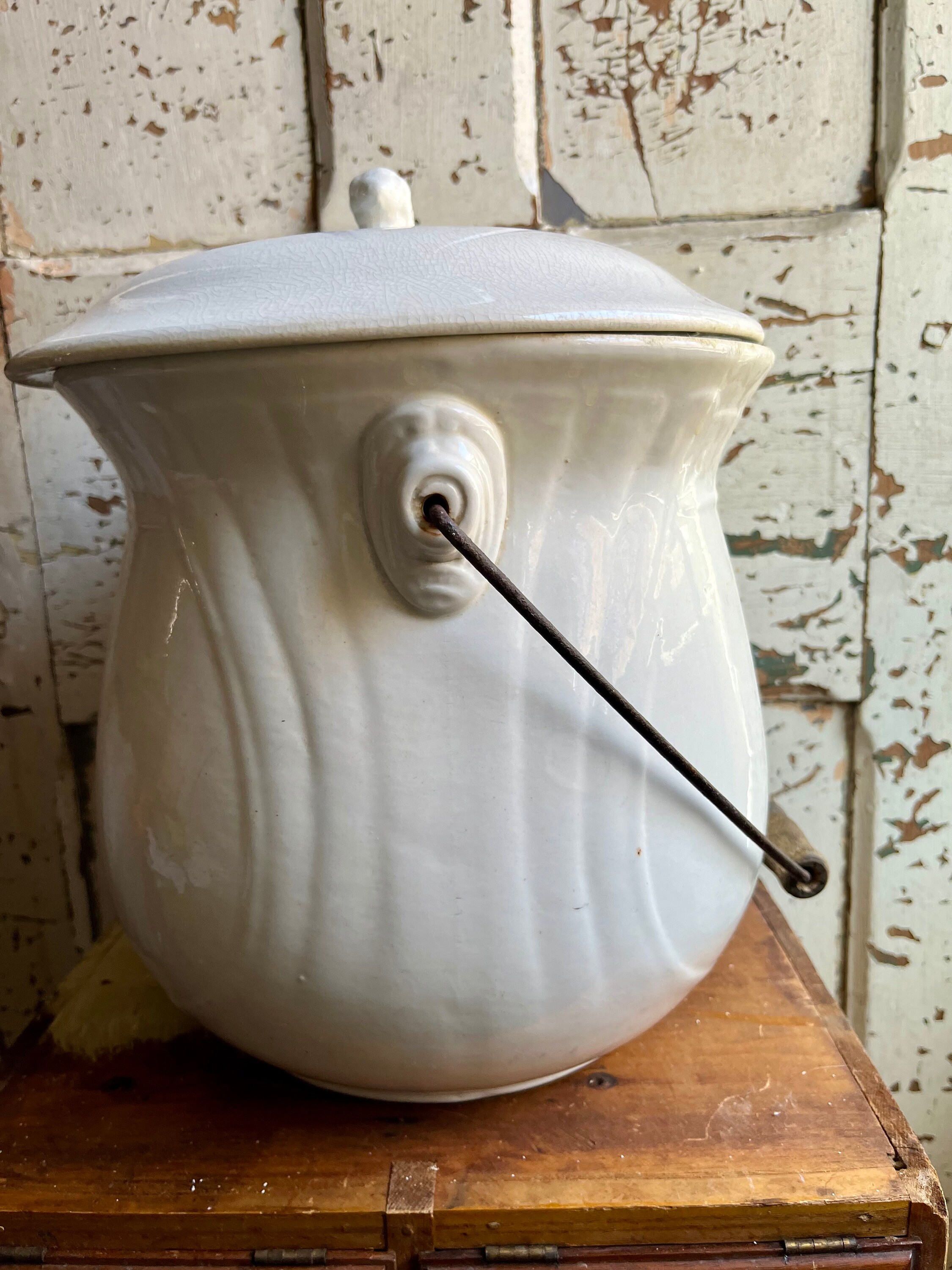 Antique Ironstone Slop Pot With Lid - Etsy