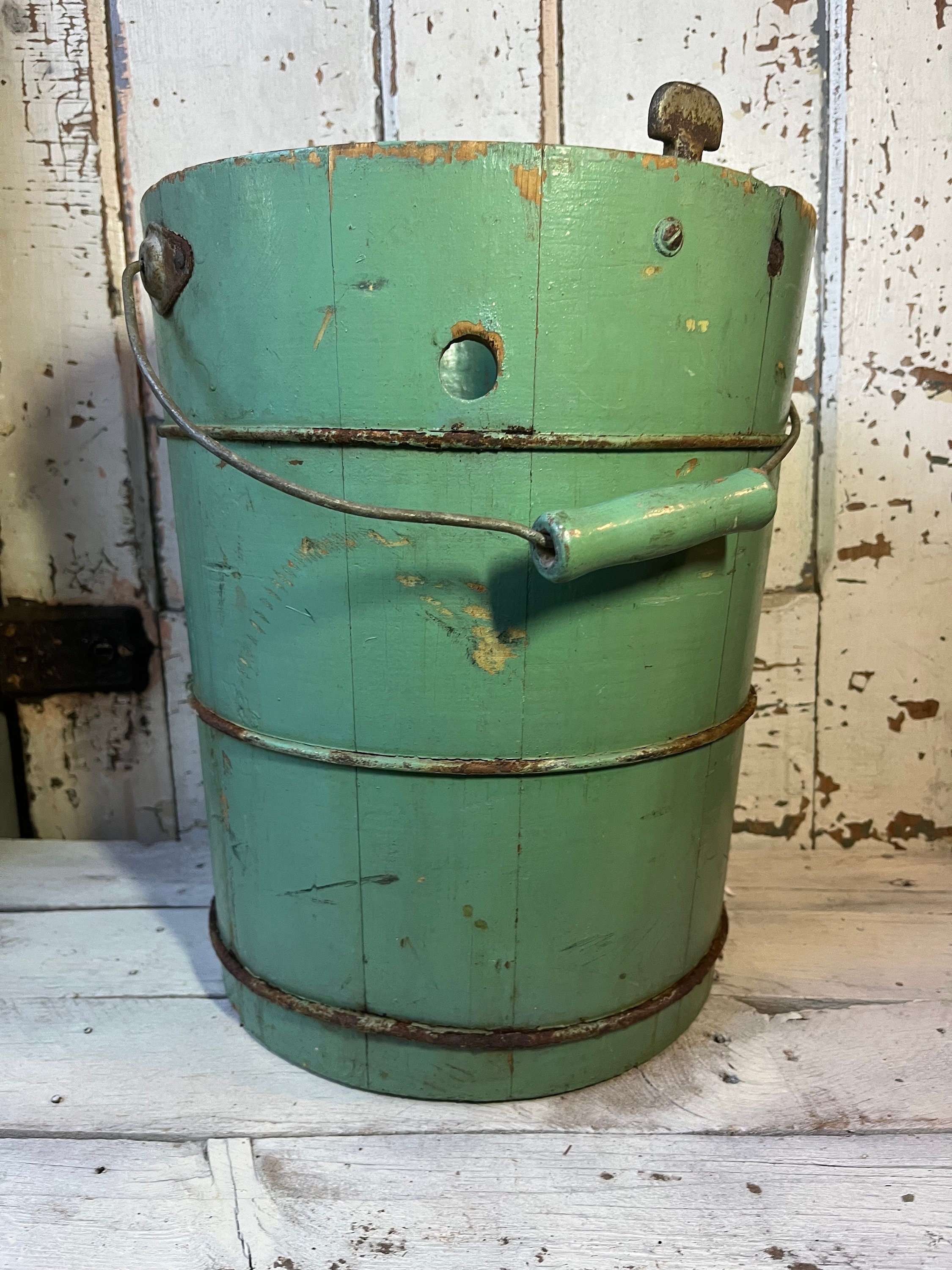 Gorgeous Green Wood Vintage Ice Cream Bucket - Etsy