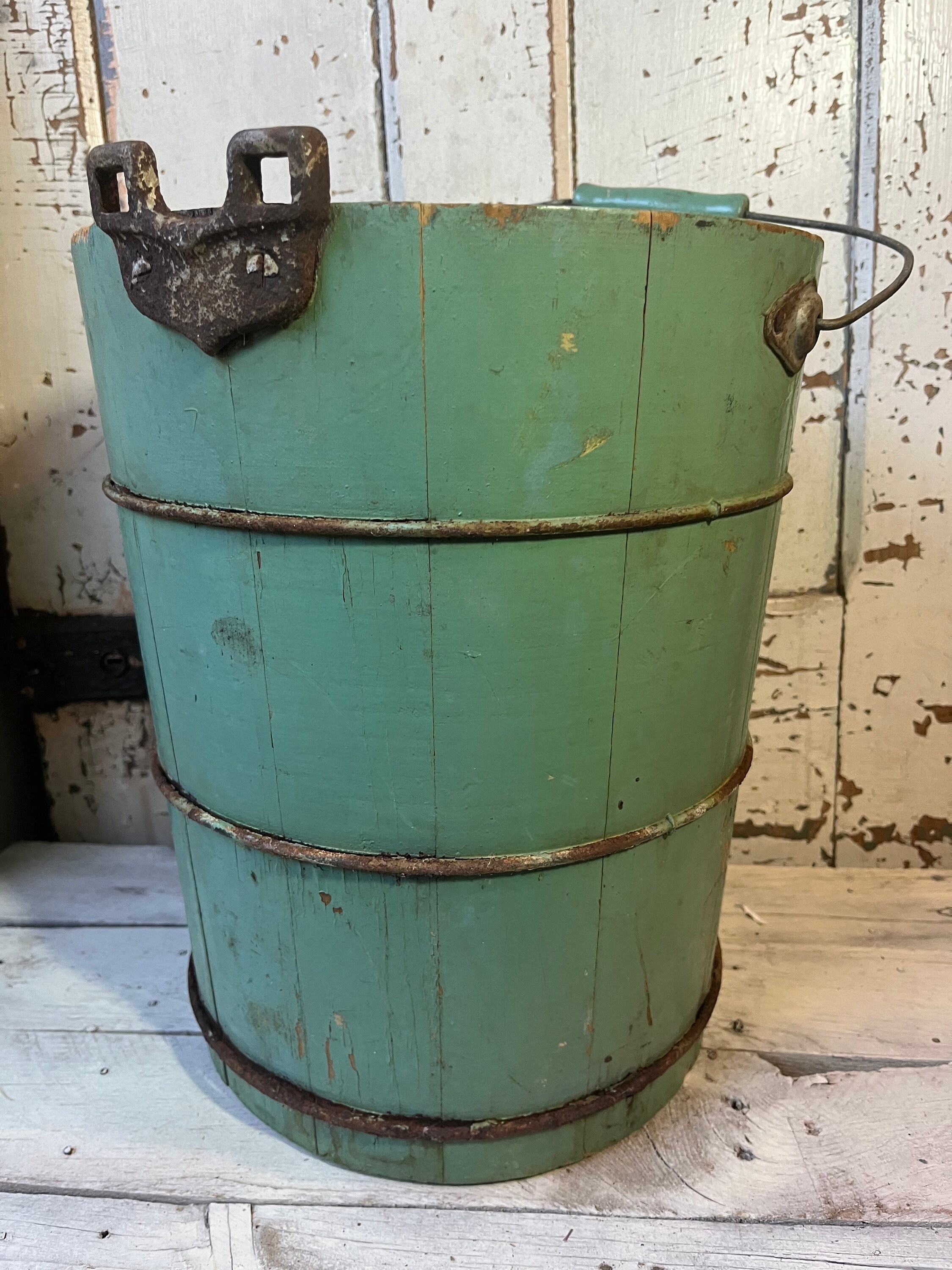 Gorgeous Green Wood Vintage Ice Cream Bucket - Etsy