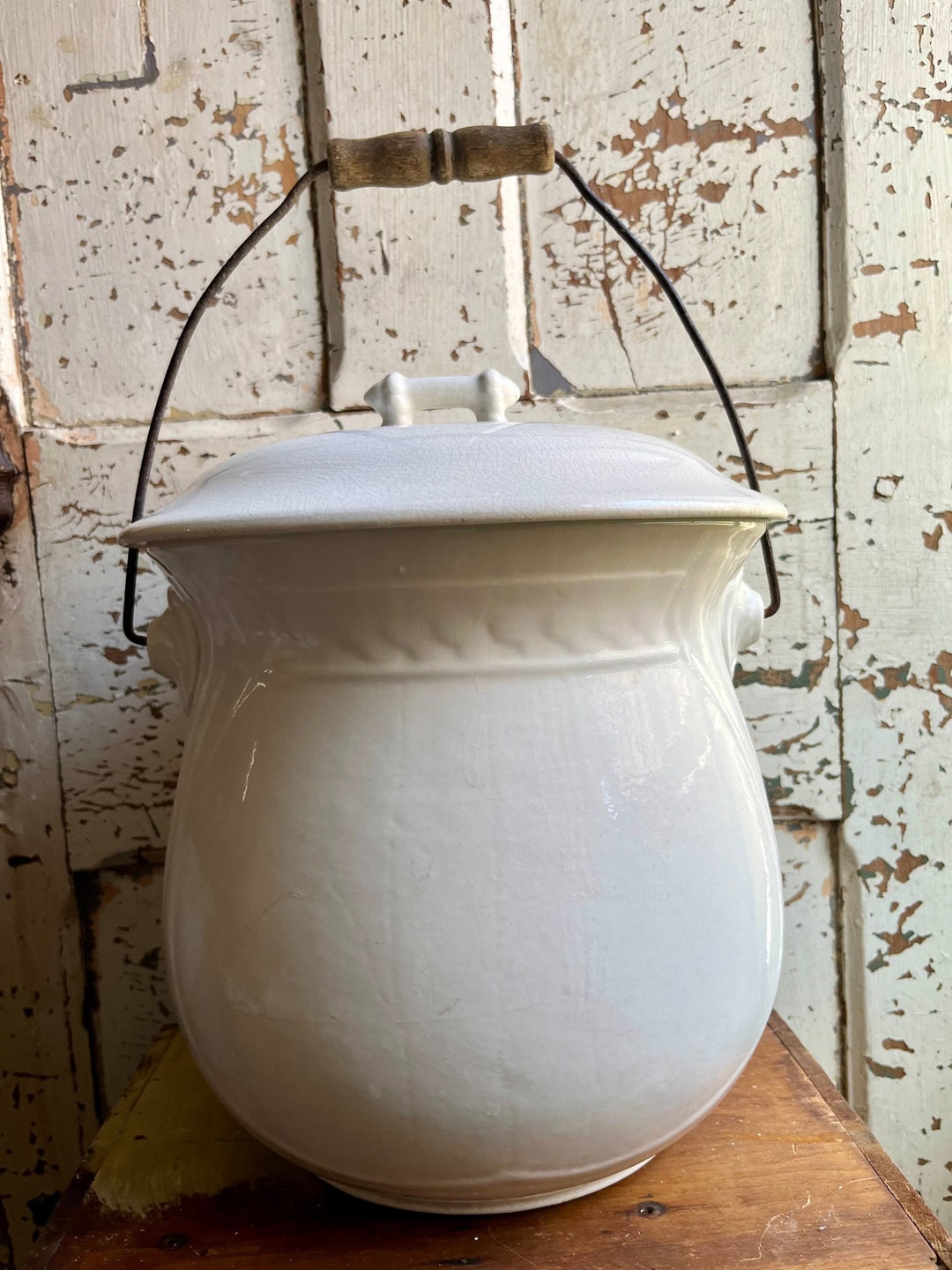 Antique Ironstone Slop Pot With Lid - Etsy