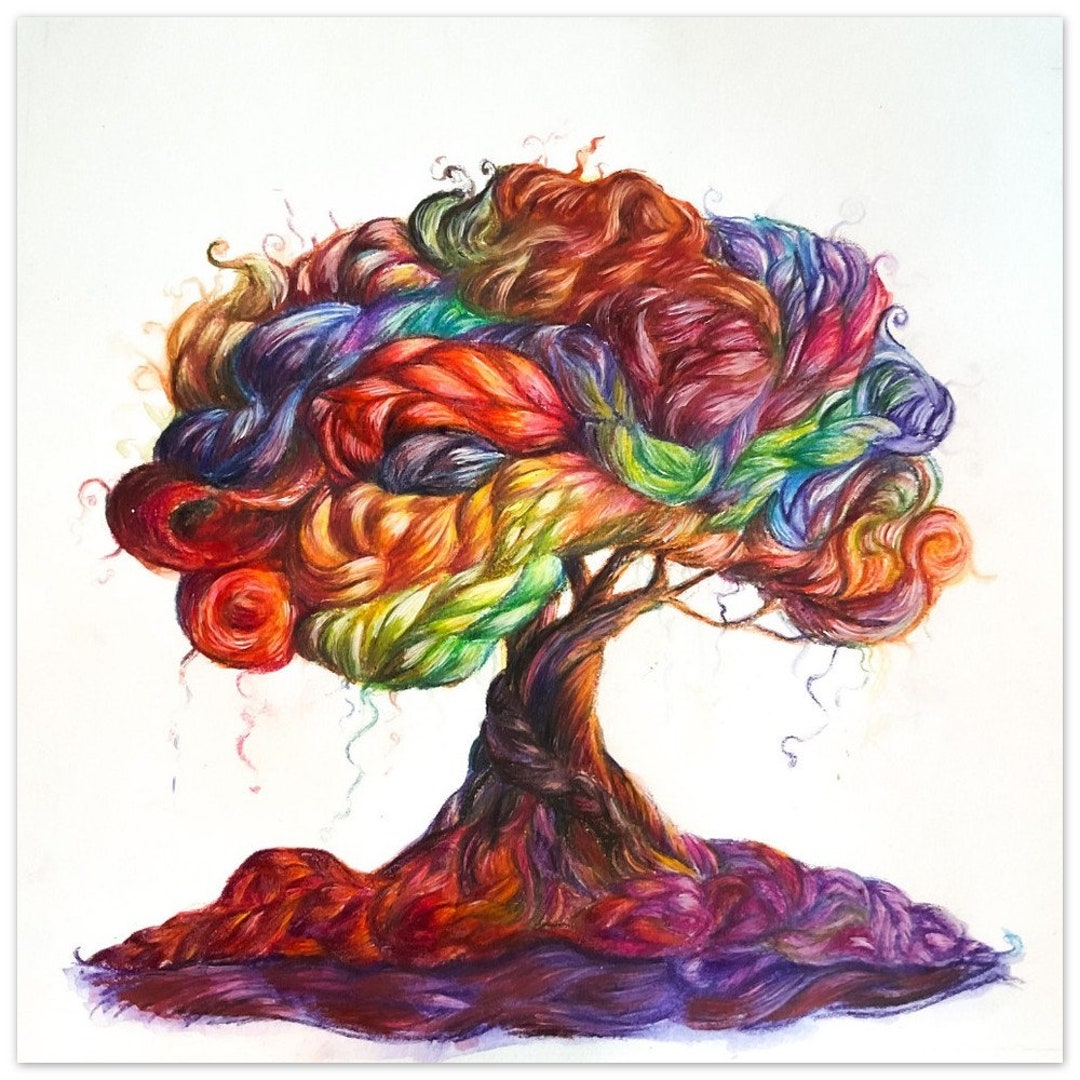 Autumn Yarn Tree Matte Art Print Multiple Sizes Fall Wall Decor ...