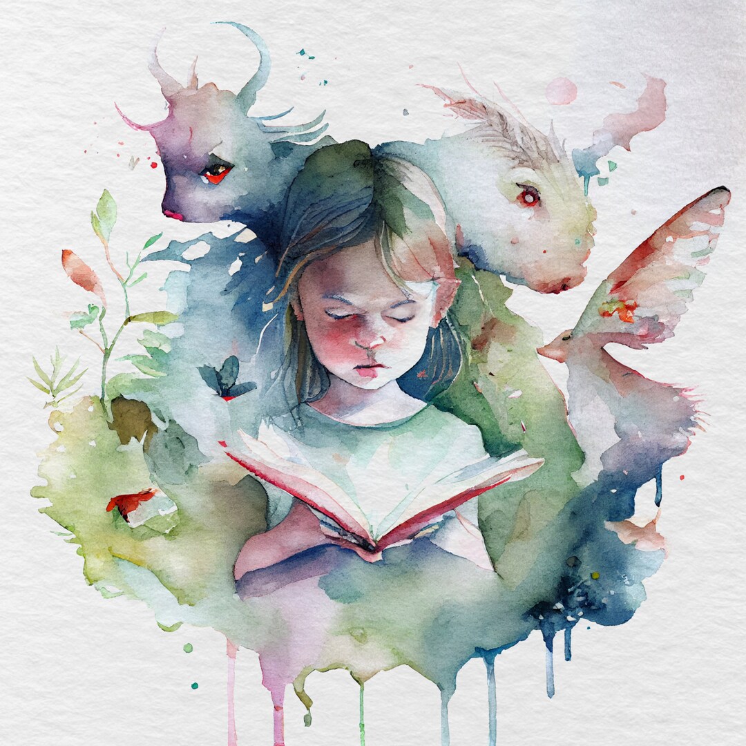 Colorful Watercolor Painting of a Bookworm Bookworm Series 5 Perfect ...