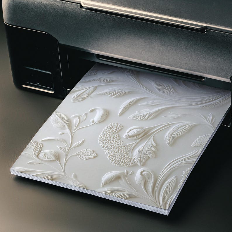 White Embossed Backgrounds With Floral Motifs - Junk Journal Pages ...