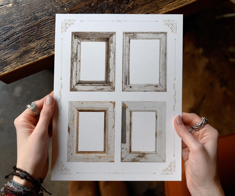 Distressed White Frames PNG Set, Rustic Shabby Picture Frames ...