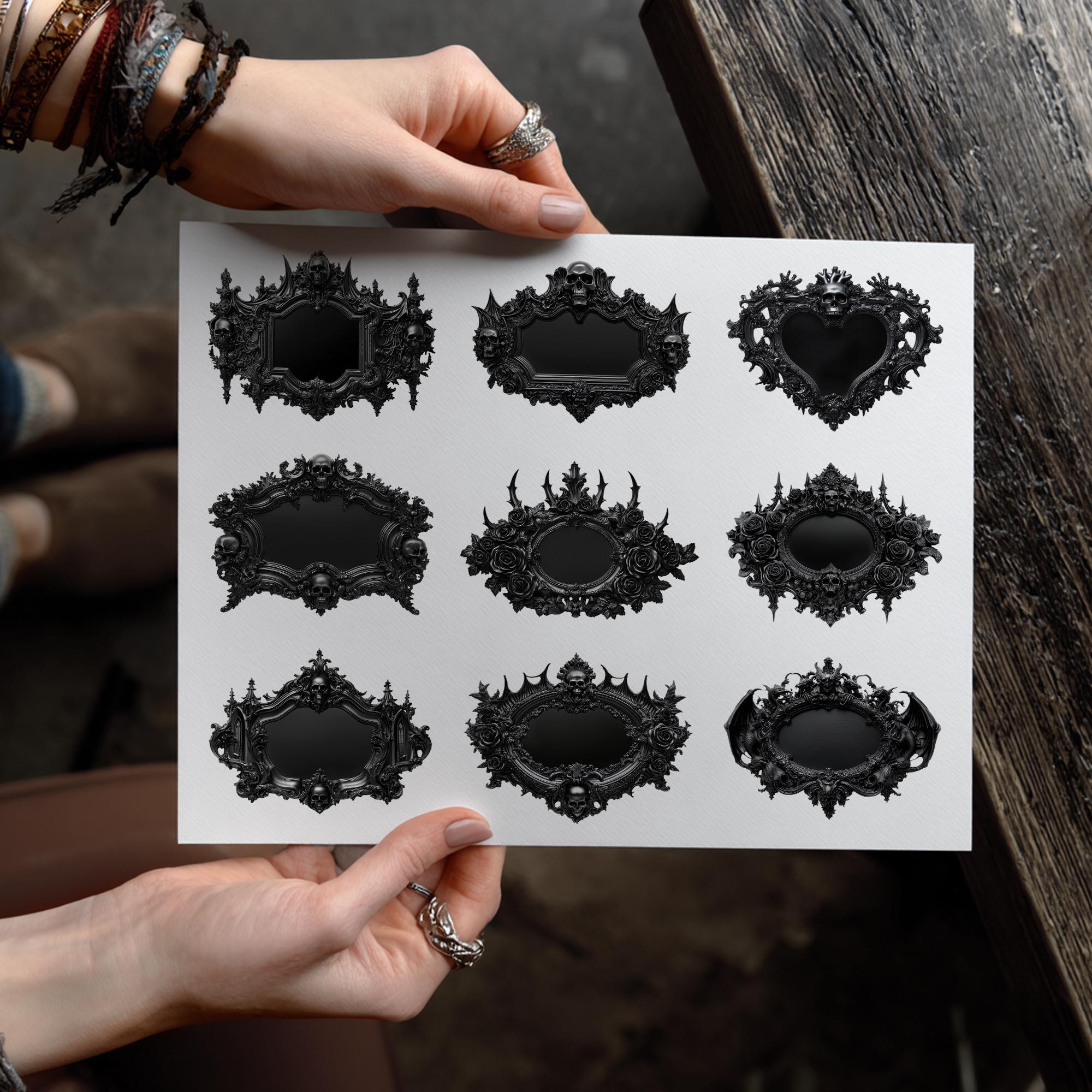 36 Black Gothic Nameplates | Dark Baroque Plaque Frames PNG | Junk ...